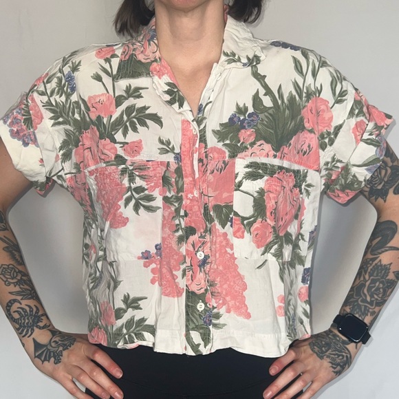 Vintage | Tops | Vintage Floral Button Down Blouse | Poshmark